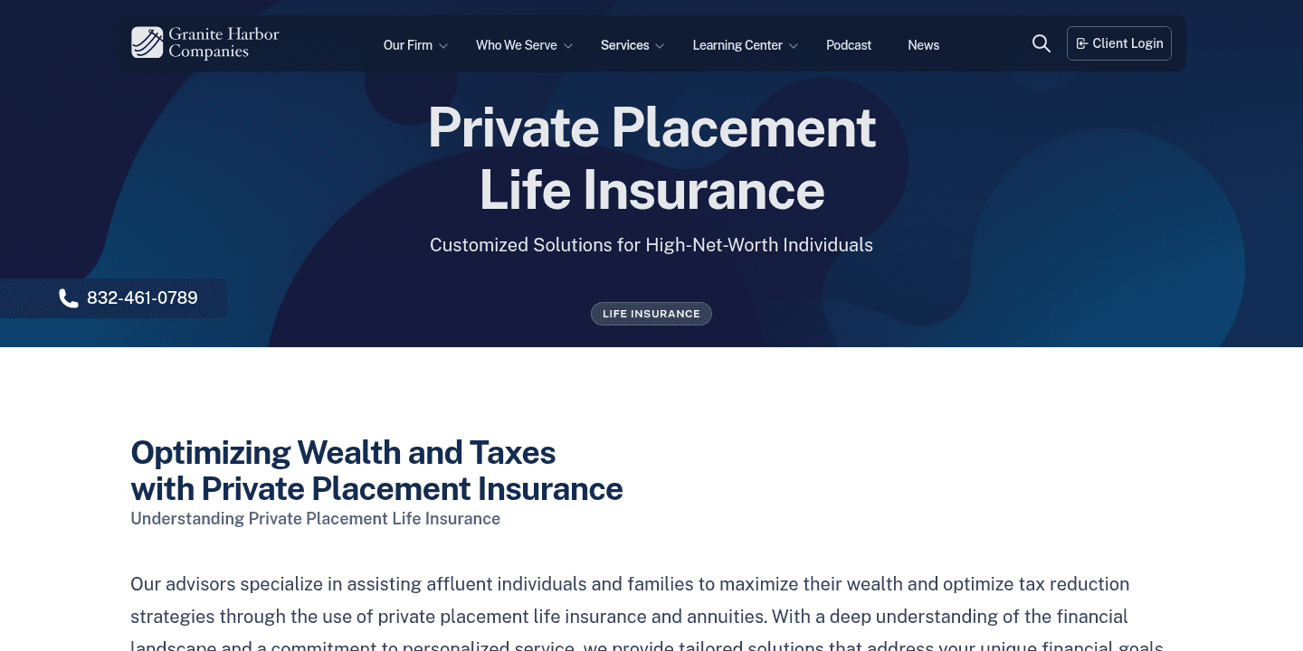 Private Placement Life Insurance | Granite Harbor Advisors